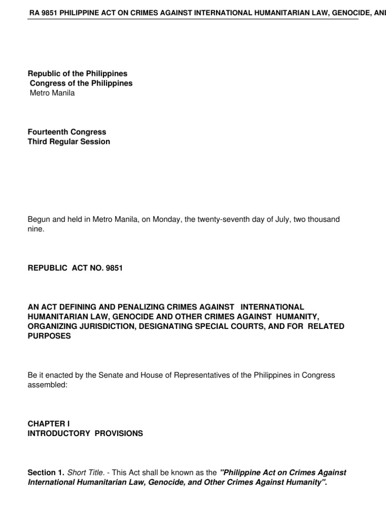 Ra 9851 | PDF | International Humanitarian Law | Victimology