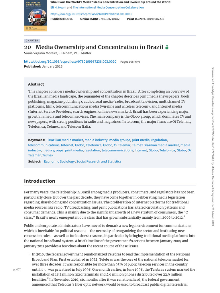 Media Ownership and Concentration in Brazil | PDF