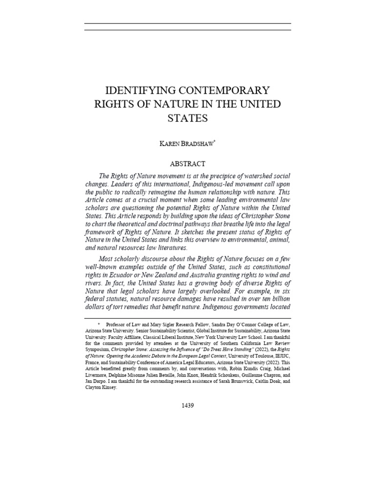 Rights of Nature in U.S. Law Today | PDF | Environmental Law | Nature