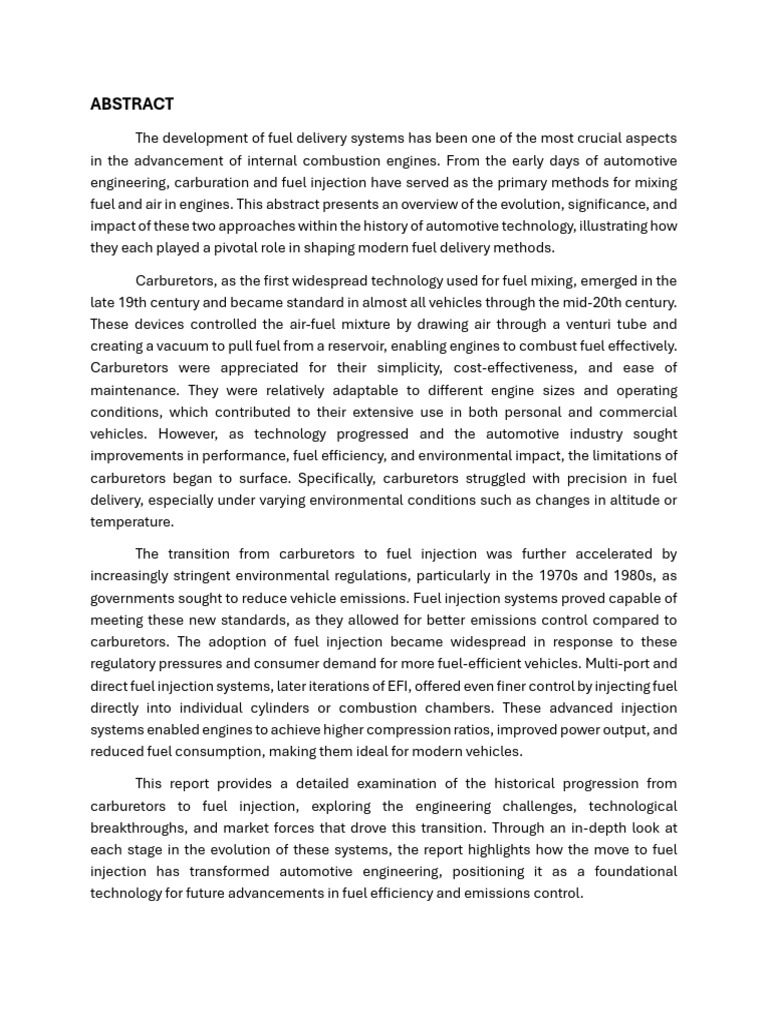 History of Carburator and Fuel Injection | PDF | Fuel Injection ...