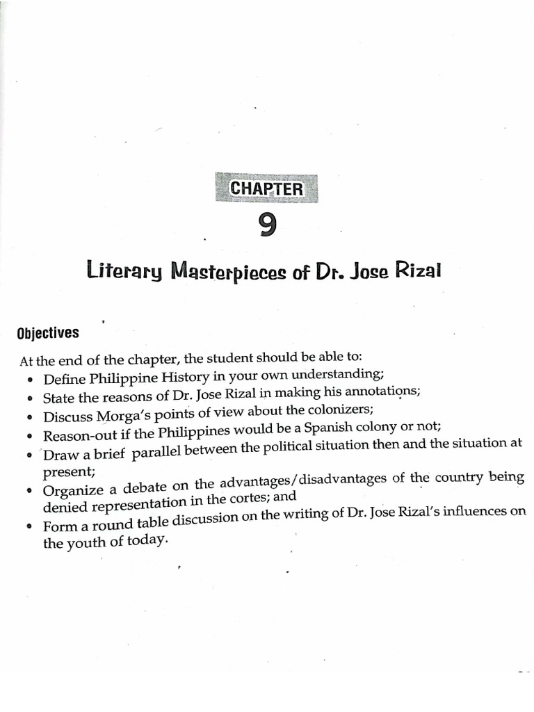 CHAPTER 9 Literary Masterpiece of Dr. Jose P. Rizal | PDF