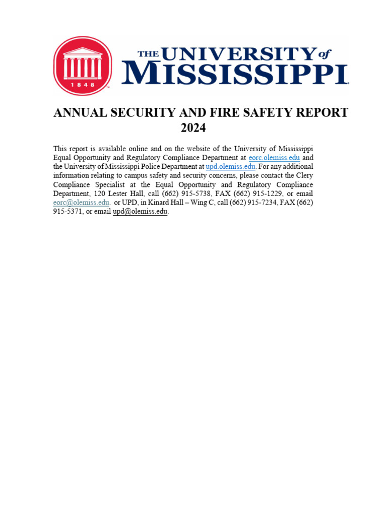 Annual Security and Fire Safety Report 2024 | PDF | Addiction | Tobacco Smoking