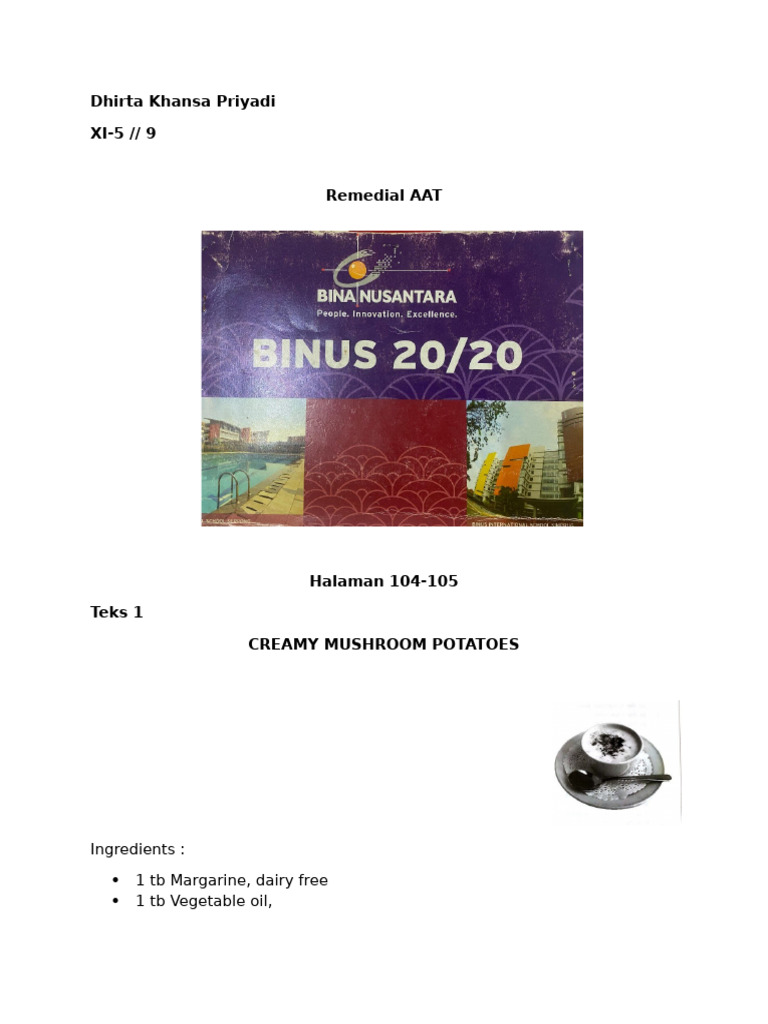 Dhirta Khansa Priyadi XI-5 (9) Remedial AAT | PDF | Parsley | Garlic