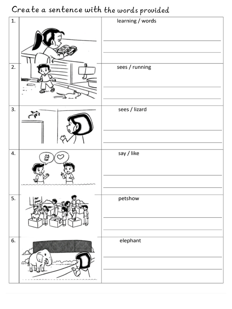 Create Sentences Worksheet | PDF