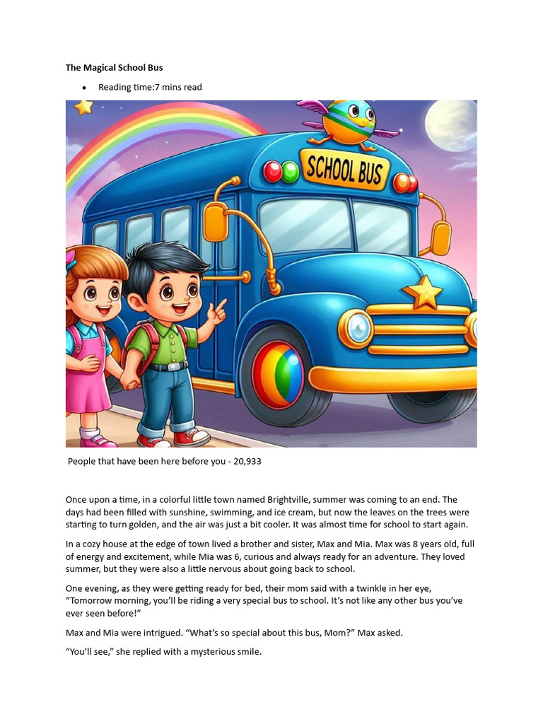 Bedtime Story The Magical School Bus | PDF | General Fiction