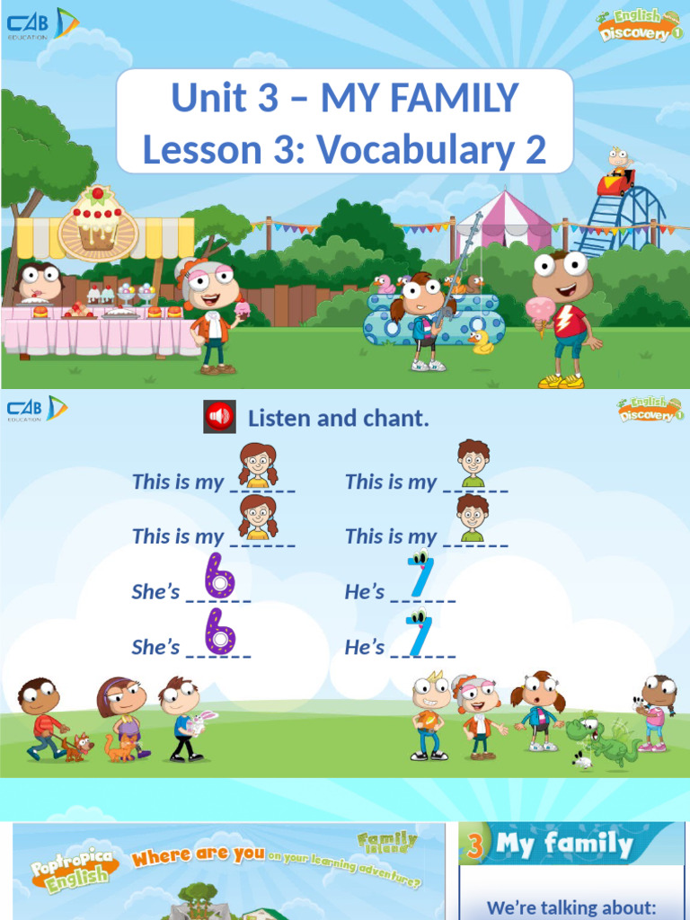 Unit 3 - My Family Lesson 3: Vocabulary 2 | PDF | Learning