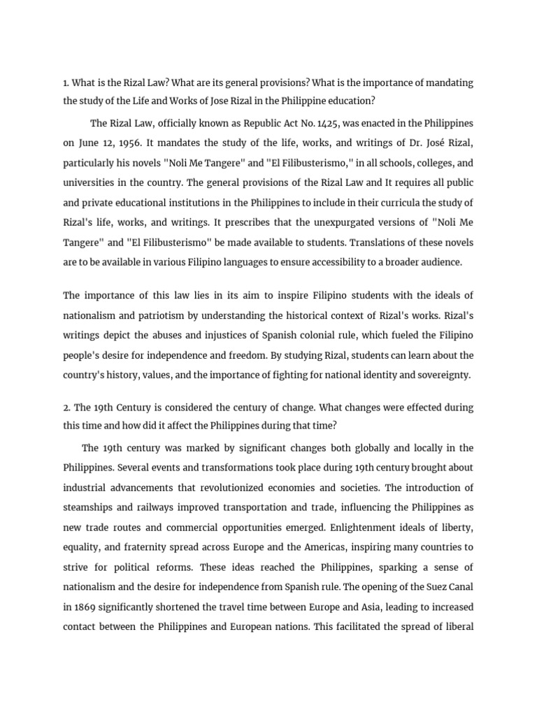 RIZAL Midterm Exam 2024 - Essay Part | PDF | Philippines