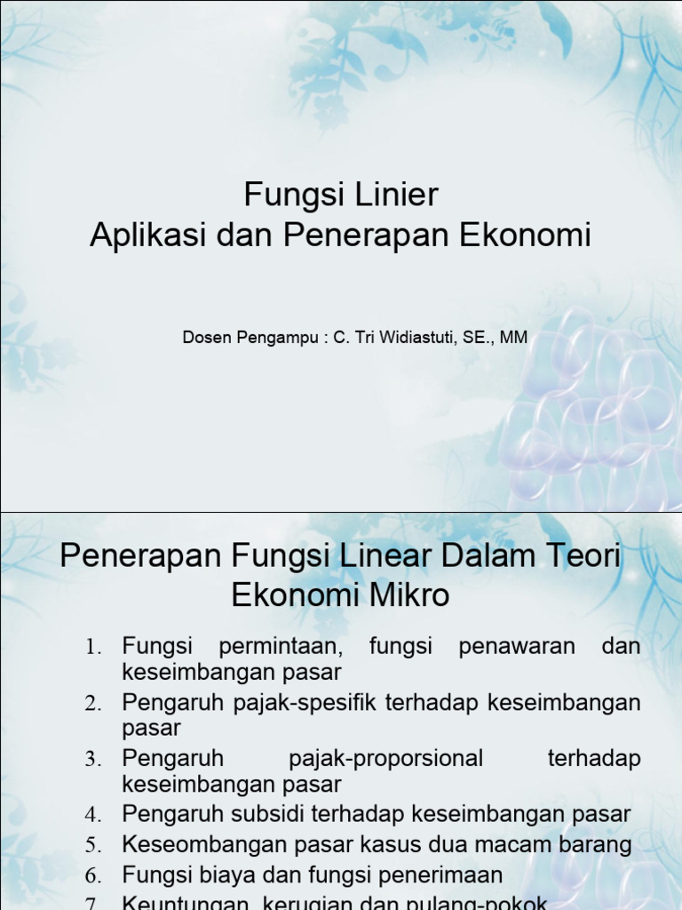 Penerapan Fungsi Linear dalam Ekonomi | PDF