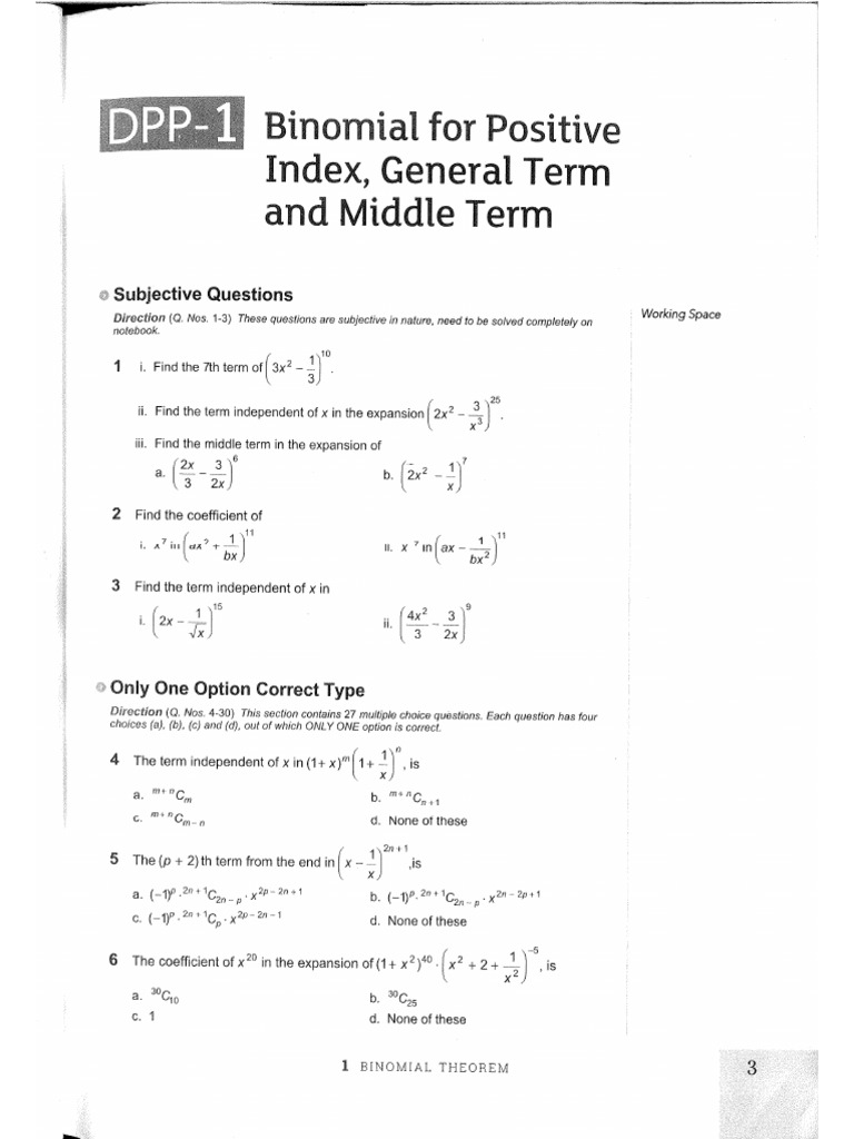 11th DPP Arihant Binomial Theorem | PDF