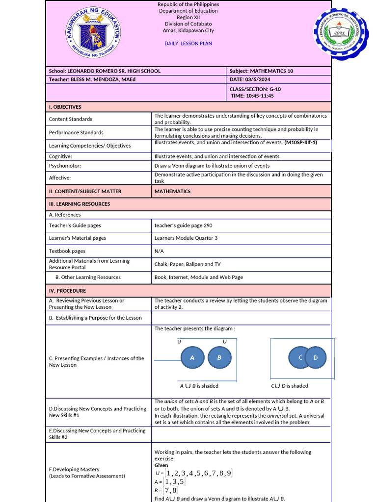 Math 10 DLP - 17 | PDF | Learning | Teachers