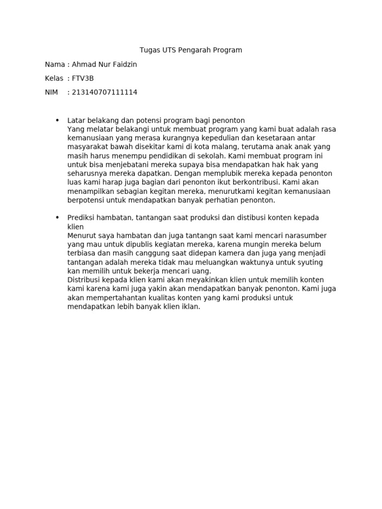 Faiz Tugas UTS Pengarah Program | PDF