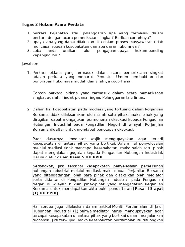 Tugas 2 Hukum Acara Perdata | PDF
