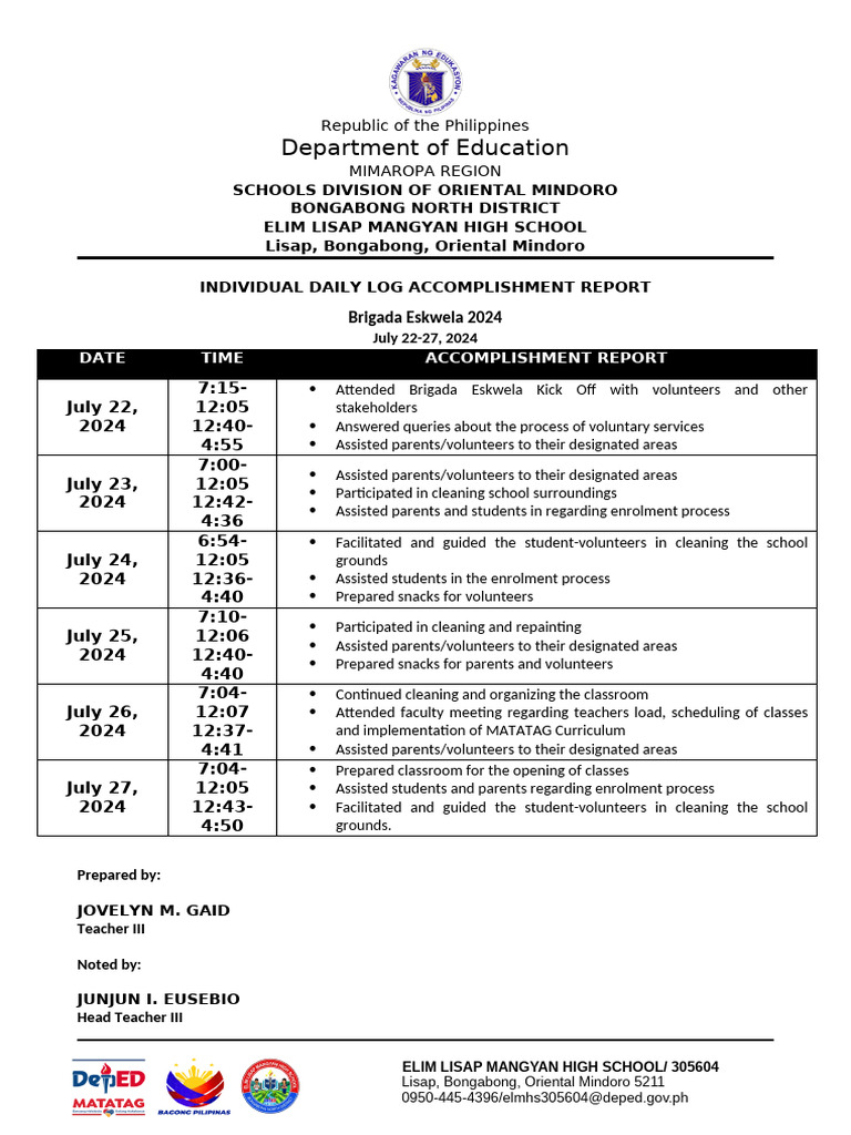 IDLAR_brigada Eskwela | PDF