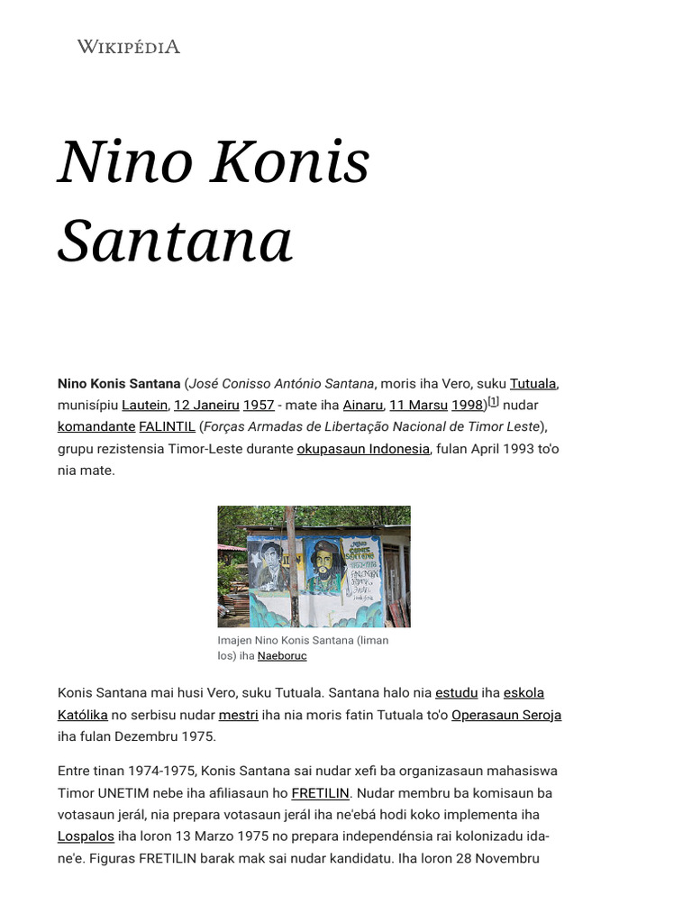 Nino Konis Santana - Wikipedia | PDF | Timor Oriental