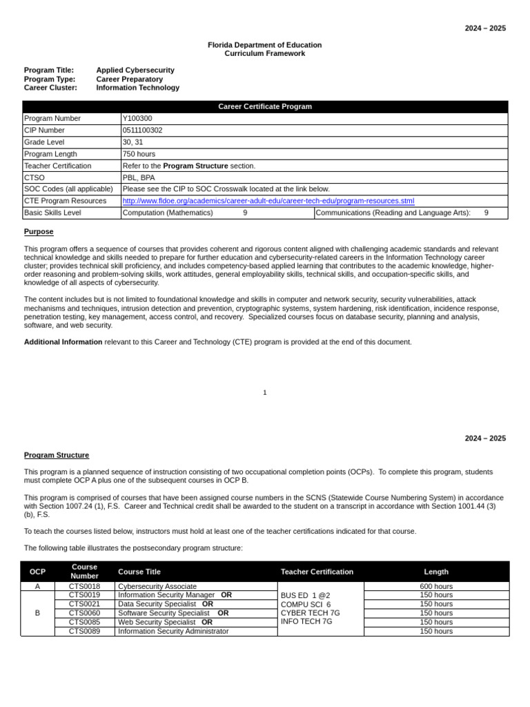 Applied Cybersecurity 2024 25 Adult Curriculum | PDF | Osi Model ...