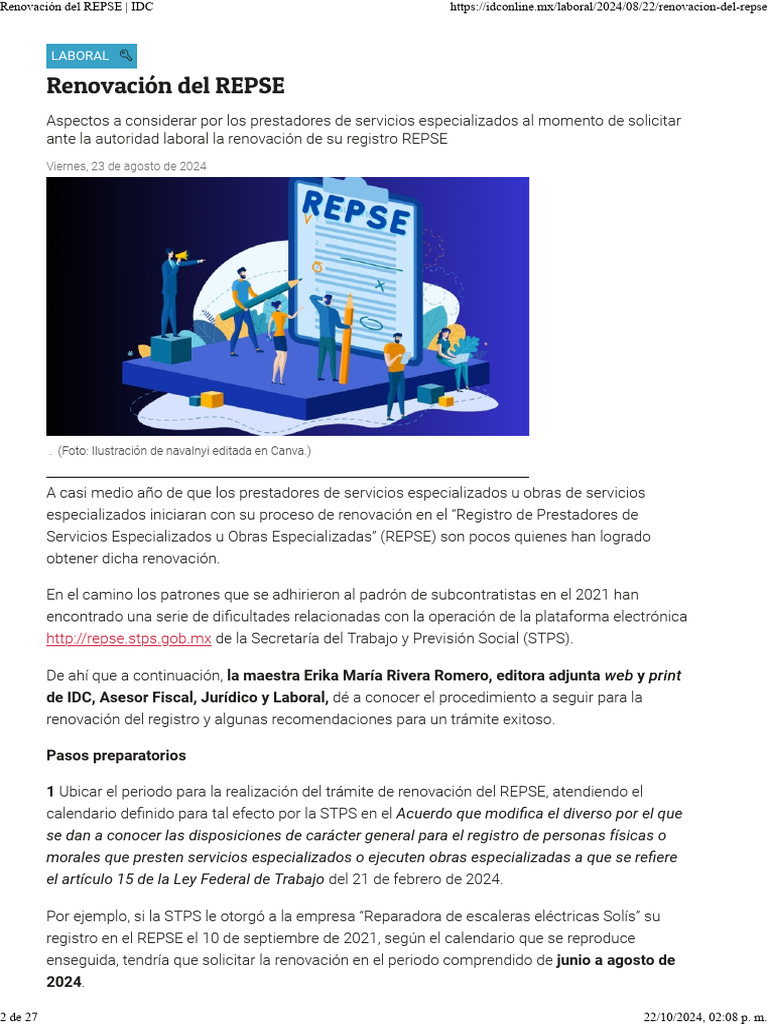 Guía para Renovar el REPSE 2024 | PDF | Outsourcing | Business