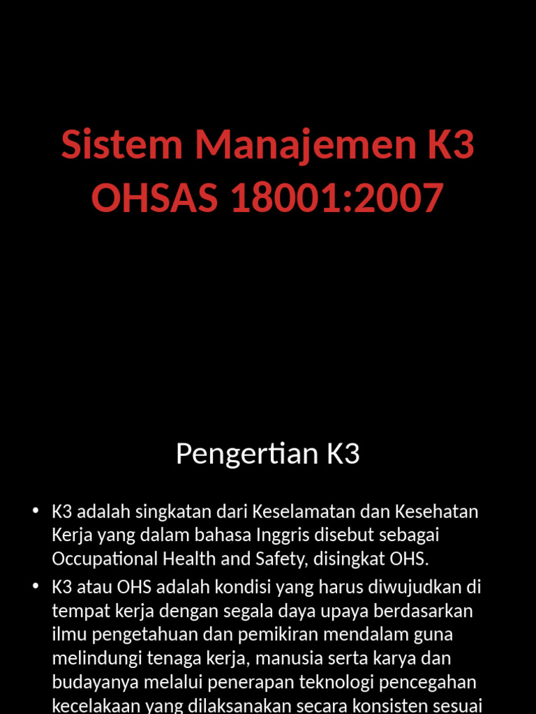 Audit K3 MK3 TM 6 Ohsas 18001-2007 | PDF