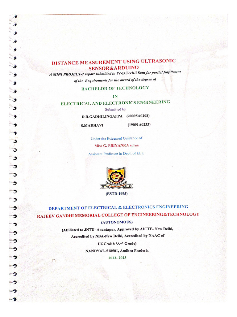 2022-23-Eee-Distance Measurement Using Ultrasonic Sensor and Arduino ...