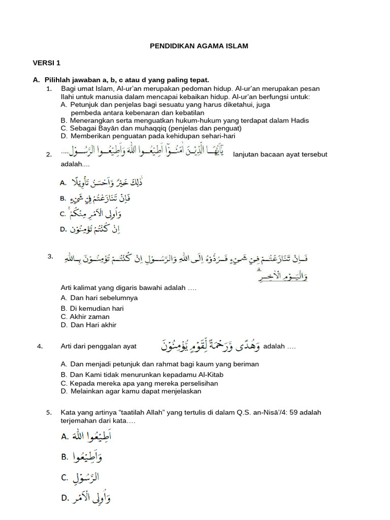 PAI Kelas 7 Semester 1 | PDF | Kajian Bahasa Asing