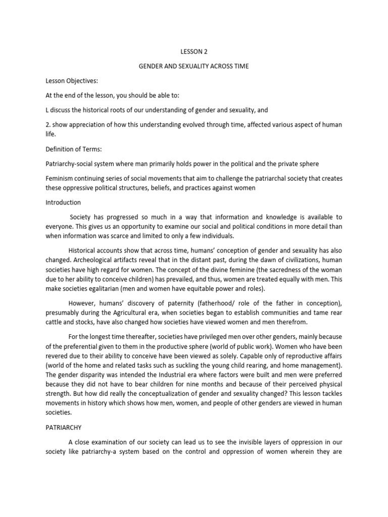 ELECTIVE_LESSON 2 | PDF | Patriarchy | Gender Studies