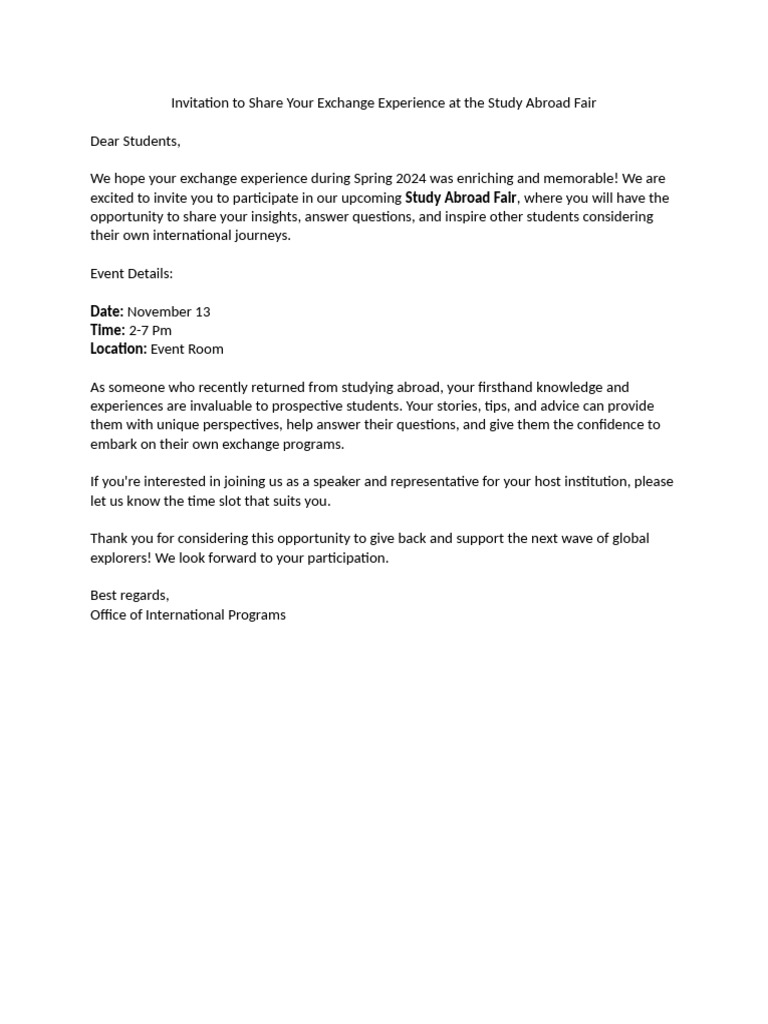 Invit Study Abroad Fair | PDF