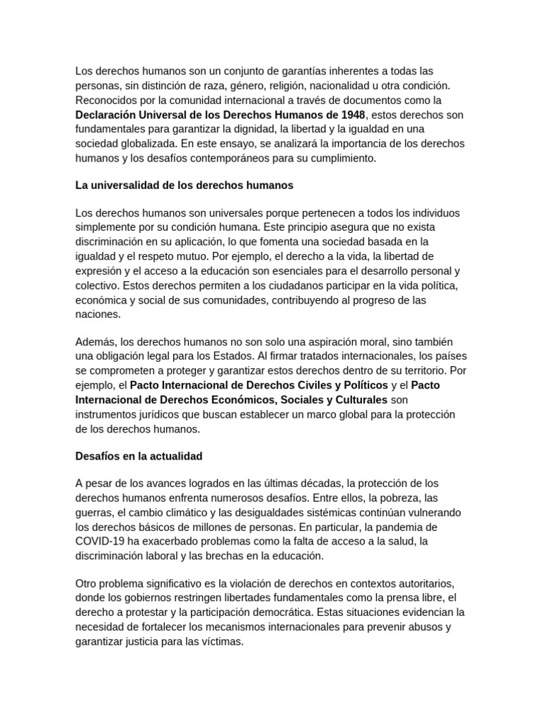 Los Derechos Humanos | PDF | Derechos humanos | Derechos
