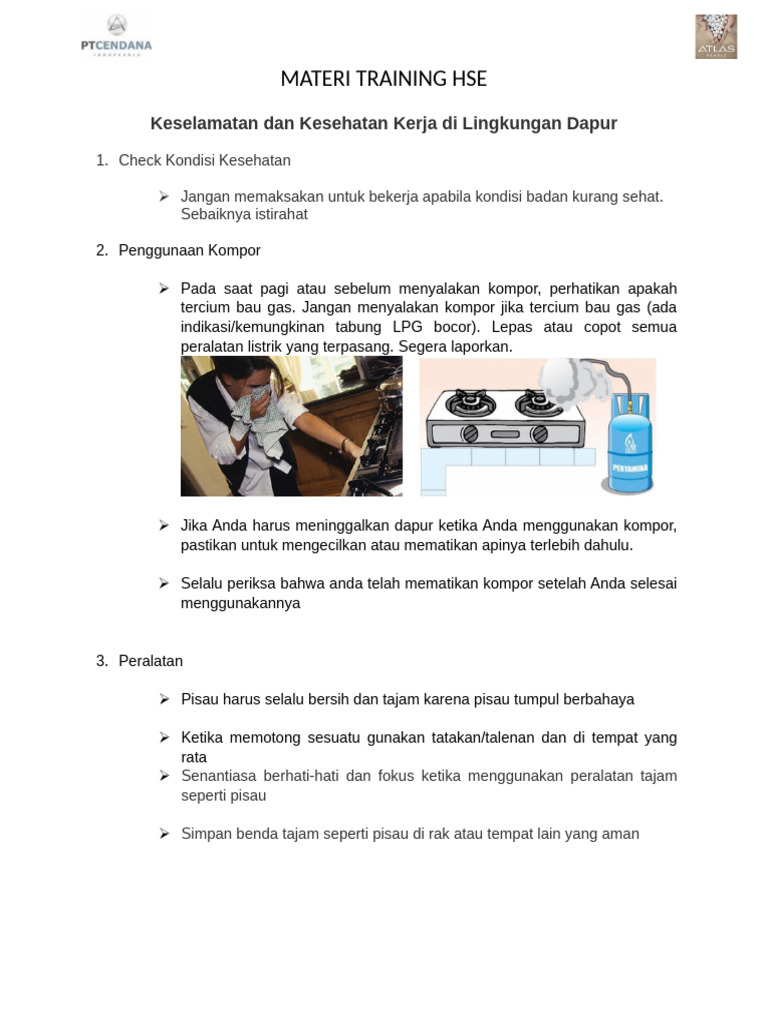 Materi Hse For Dapur | PDF | Memasak, Makanan, & Anggur