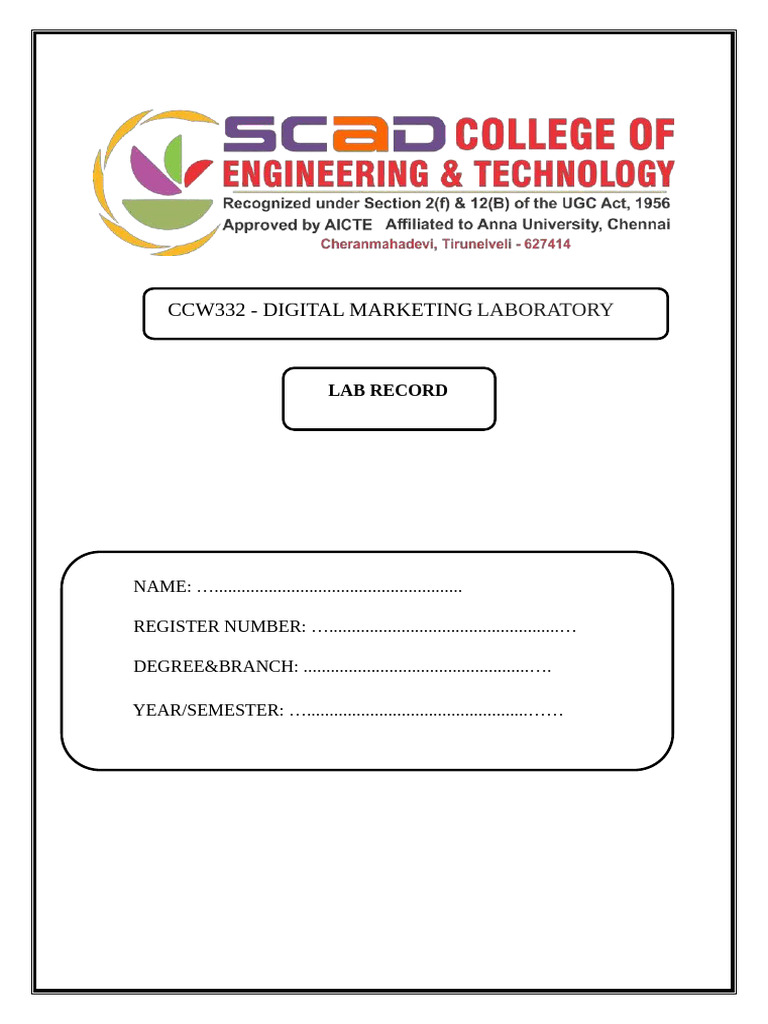 Digital Marketing Lab Manual | PDF | Analytics | Social Media