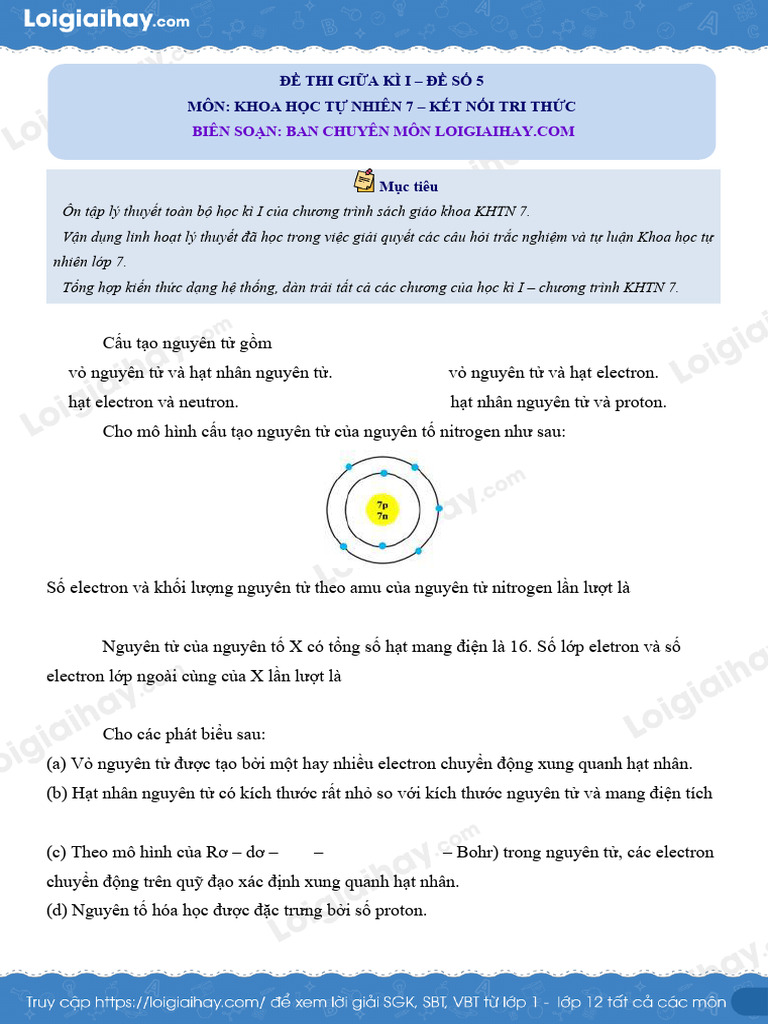 De Thi Giua Ki 1 KHTN 7 Ket Noi Tri Thuc de So 5 1672652363 1 6 | PDF