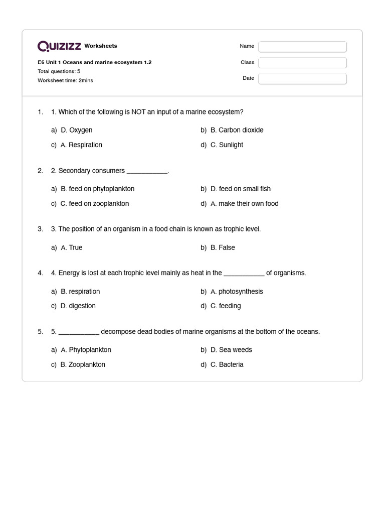 E6 Unit 1 Oceans and Marine Ecosystem 1.2 | PDF