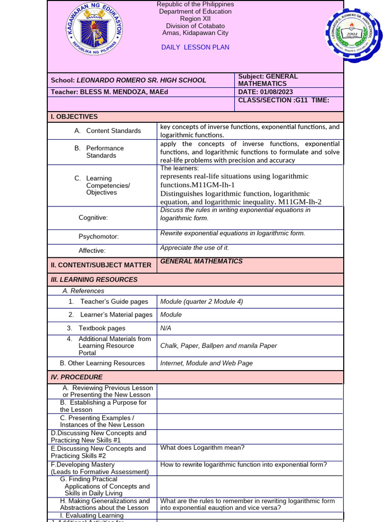 GEN MATH DLP Q2- 21 | PDF | Learning | Function (Mathematics)