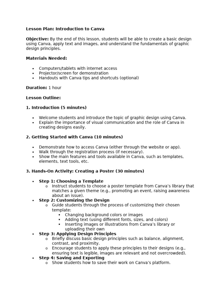 Introduction To Canva | PDF | Lesson Plan | Graphic Design