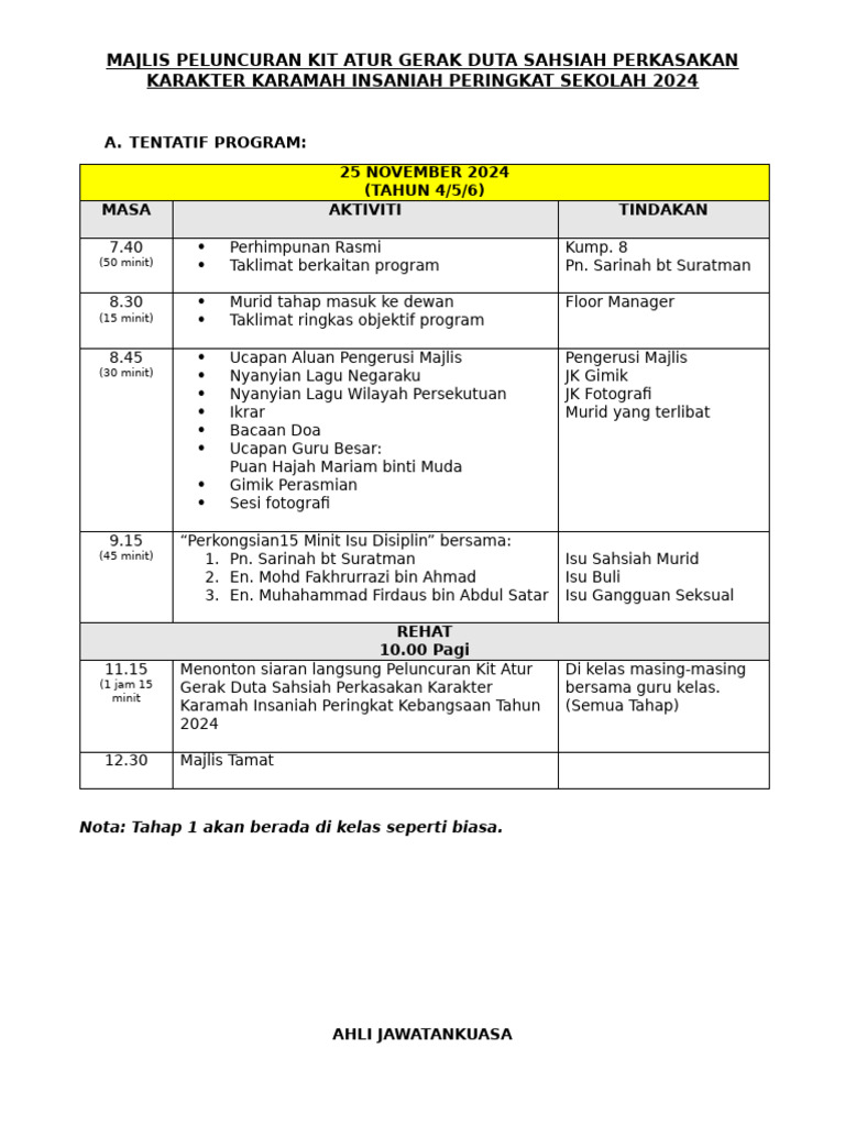 Tentatif Terkini Majlis Peluncuran | PDF