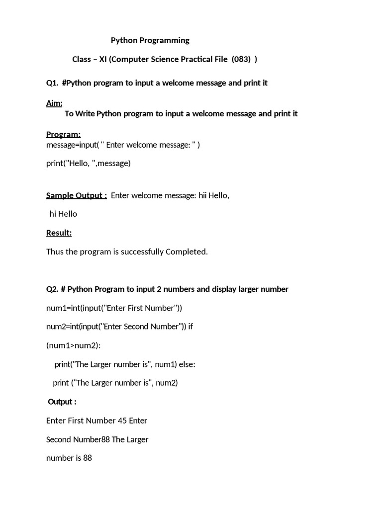 Class 11 CBSE Computer Science General Practical | PDF | Mathematics | Computer Programming