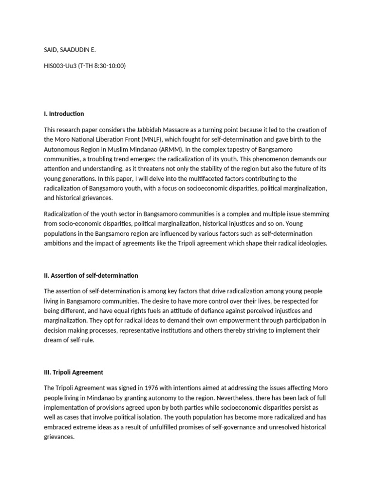 SAID, SAADUDIN E HIS003-Uu3-WPS Office | PDF | Social Psychology