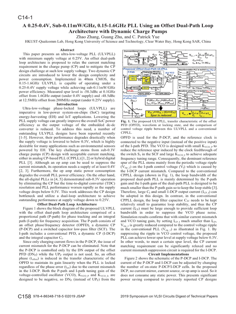 A 0.25-0.4V Sub-0.11mW GHZ 0.15-1.6GHz PLL Using An Offset Dual-Path ...