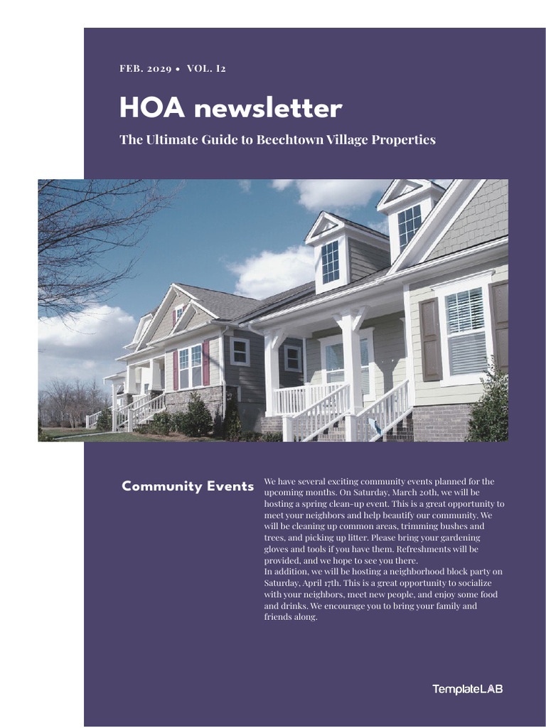 Beechtown Village HOA Newsletter Update | PDF