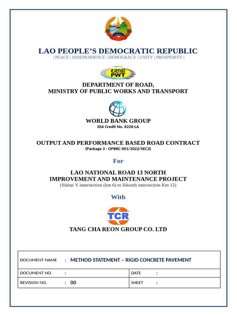 Method Statement - Road Pavement - Rigid Concrete Road | PDF | Road | Road Surface