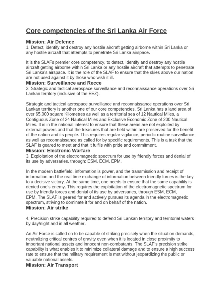 Core Competencies | PDF | Exclusive Economic Zone | Search And Rescue