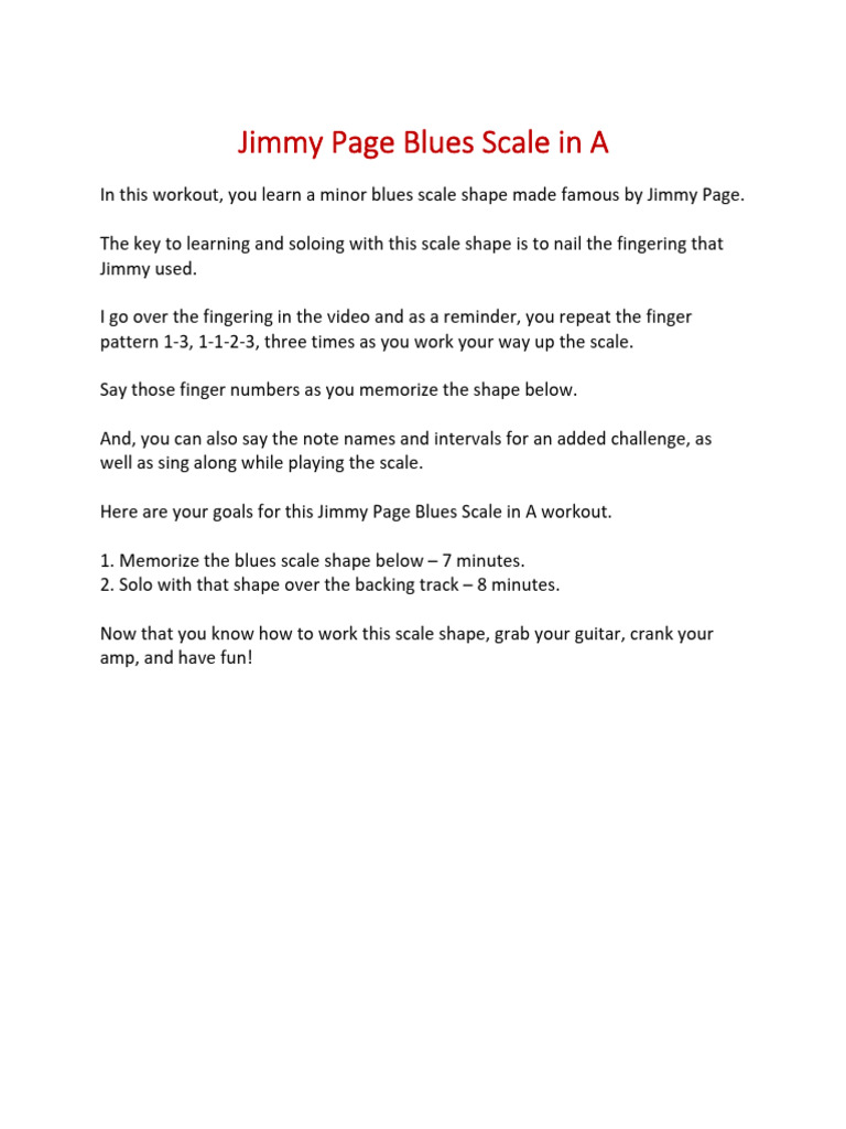 Master Jimmy Page's A Blues Scale | PDF | Sports & Recreation | Home ...