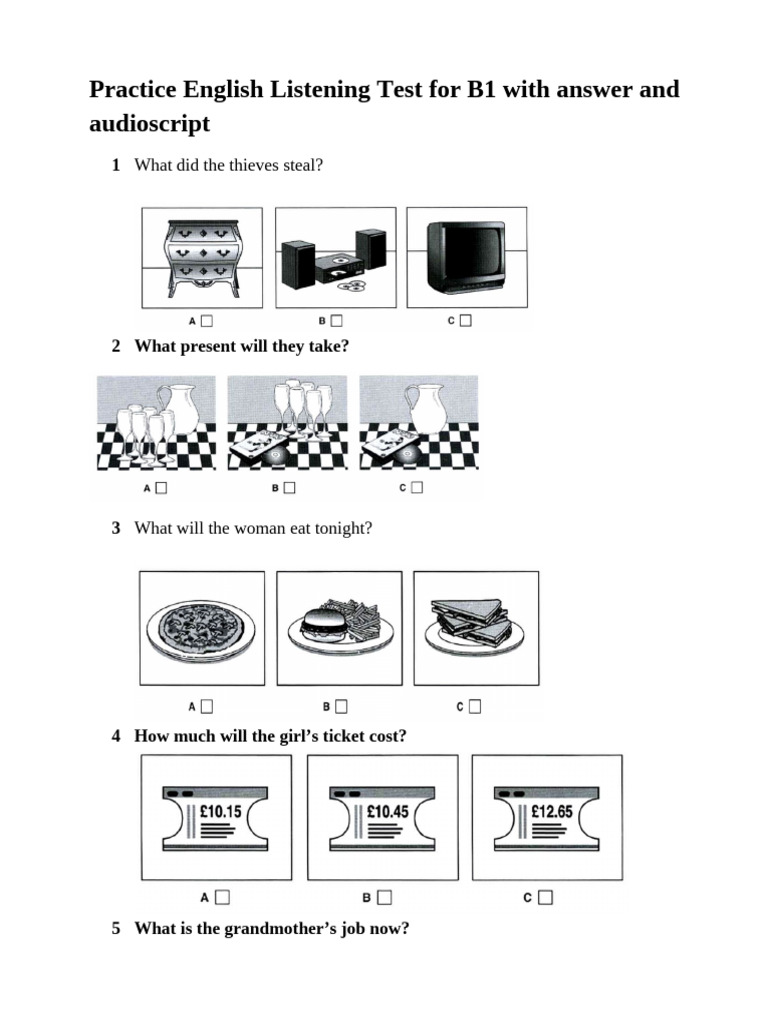 Practice English Listening Test For B1 With Answer and Audioscript ...