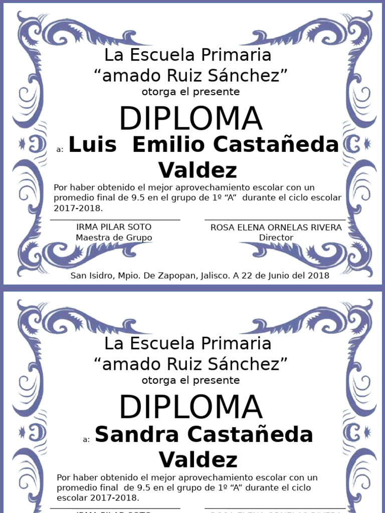 Diplomas Graduacion Reco | PDF