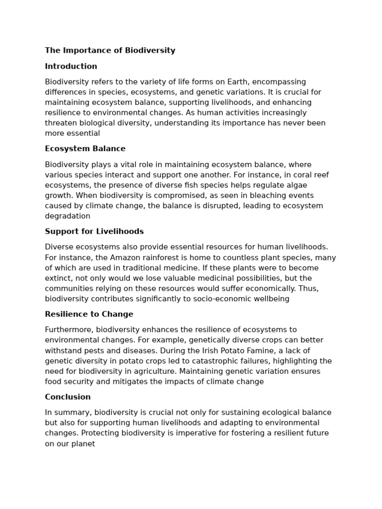 Biodiversity: Key to Ecosystem Health | PDF