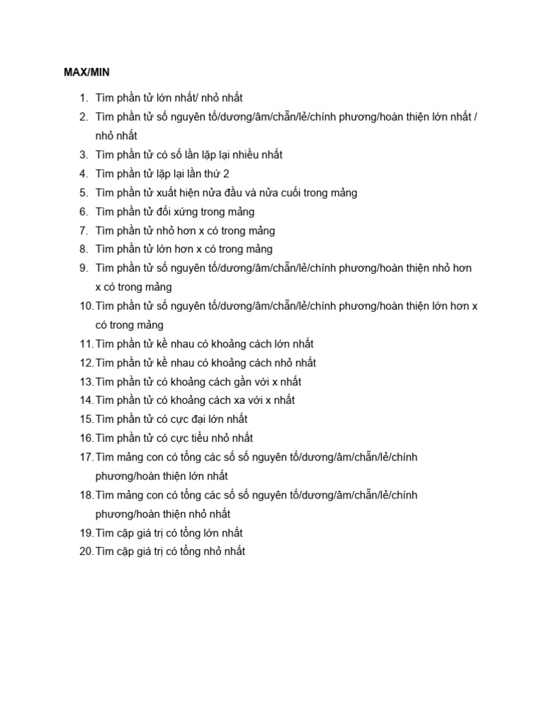 BaiTapTongHop MaxMin | PDF