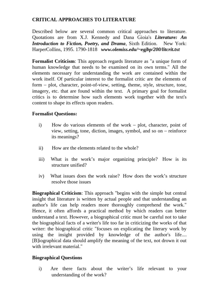 Critical Approaches To Literature | PDF | Archetype | Psychology