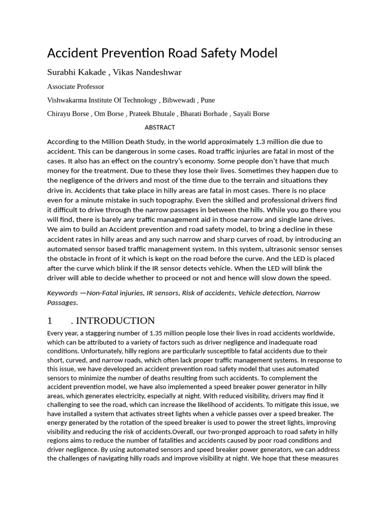 Hilly Area Accident Prevention Model | PDF | Road Traffic Safety ...