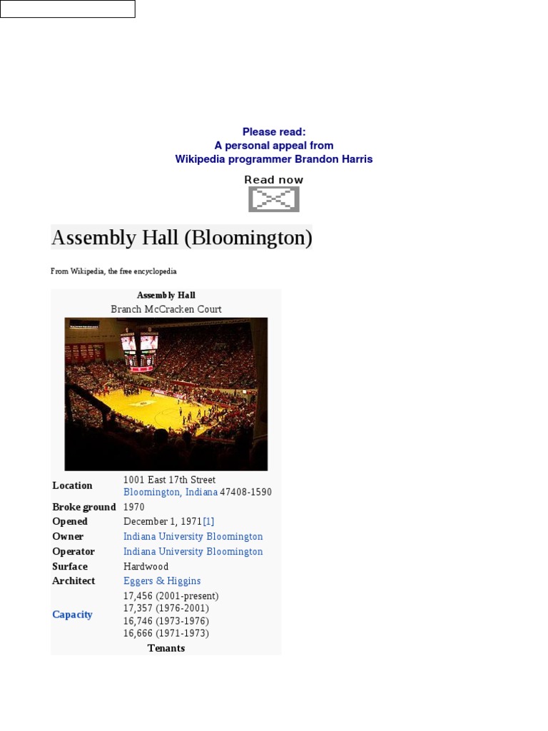 Assembly Hall (Bloomington) : Read Now | PDF | Leisure | Sports