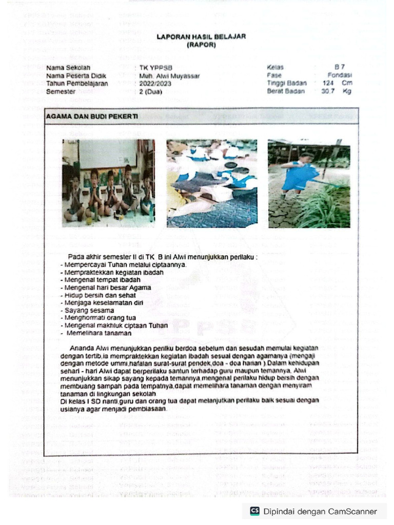 Contoh Rapot Kurikulum Merdeka | PDF