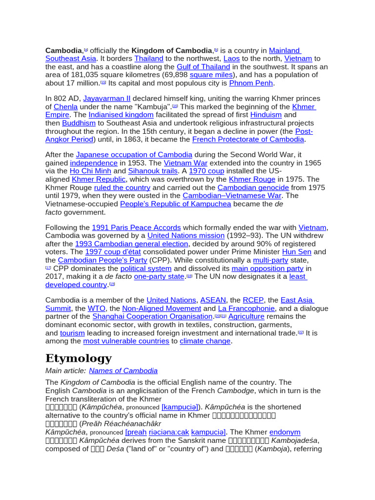 Cambodia | PDF | Cambodia | Angkor