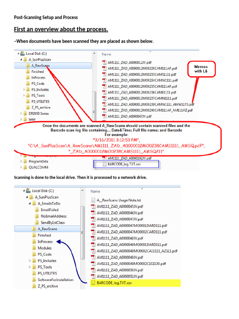 Post-Scanning Setup and Process | PDF | Computer File | Comma Separated Values